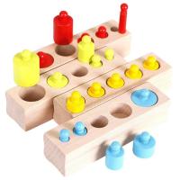 China 3cm Sensory Cylinder Socket Montessori Knobbed Cylinder Blocks Preschool for sale
