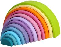 China 3D 2.75in Stacking Rainbow Wooden Rainbow Stacker 12 Piece for sale