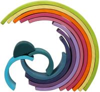 China 3D 2.75in Stacking Rainbow Wooden Rainbow Stacker 12 Piece for sale