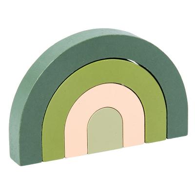China 3D Jenga Building Wooden Rainbow Stacker Wooden Stacking Rainbow Pastel for sale