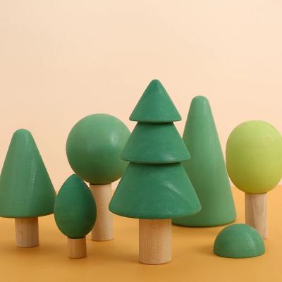 China Rainbow 7cm Forest Trees Wooden Tree Blocks Non Toxic Wooden Blocks for sale