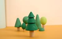 China Rainbow 7cm Forest Trees Wooden Tree Blocks Non Toxic Wooden Blocks for sale