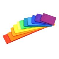 China 11 Lot Burlywood Wooden Rainbow Stacker Toy Macaron Beech for sale