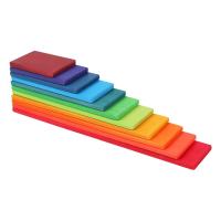 China 11 Lot Burlywood Wooden Rainbow Stacker Toy Macaron Beech for sale
