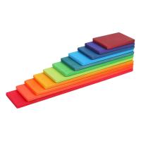 China 11 Lot Burlywood Wooden Rainbow Stacker Toy Macaron Beech for sale