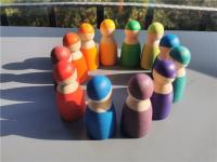 China Sort Pegdoll Wooden Rainbow Stacker Wooden Memory Stick Game for sale
