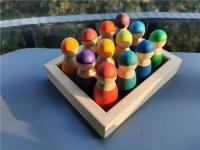 China Sort Pegdoll Wooden Rainbow Stacker Wooden Memory Stick Game for sale