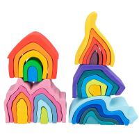 China Coral Earth Wooden Blocks Toys Wood Rock Set Balancing Blocks Natural Wood Toy for sale