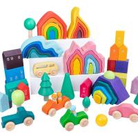 China Coral Earth Wooden Blocks Toys Wood Rock Set Balancing Blocks Natural Wood Toy for sale