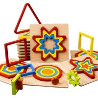 China DIY 1cm Geometric Wooden Block Puzzle Toys Jigsaw Baby for sale