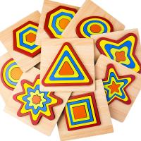 China DIY 1cm Geometric Wooden Block Puzzle Toys Jigsaw Baby for sale