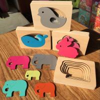 China Jigsaw Animal Wooden Building Blocks For Kids Puzzle Block Toy ISO9001 for sale