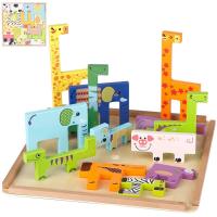 China Forest 1.7cm Wooden Block Puzzle Toys Animal Town Wooden Blocks for sale
