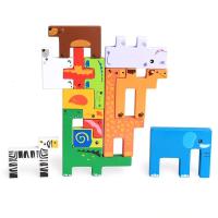 China Forest 1.7cm Wooden Block Puzzle Toys Animal Town Wooden Blocks for sale