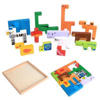 China Forest 1.7cm Wooden Block Puzzle Toys Animal Town Wooden Blocks for sale