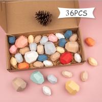 China Stones Balance Number Wooden Blocks Set For Toddlers 36pcs for sale