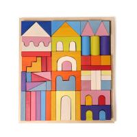 China Castle Cognitive 4.5cm Wooden Blocks Toys Rainbow Building Blocks for sale