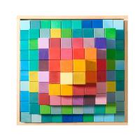 China Castle Cognitive 4.5cm Wooden Blocks Toys Rainbow Building Blocks for sale