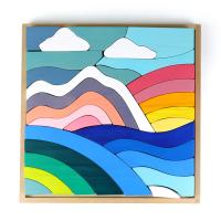 China Baby 3cm Sky Cloud Large Rainbow Stacker Large Wooden Blocks For Toddlers for sale