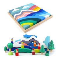 China Baby 3cm Sky Cloud Large Rainbow Stacker Large Wooden Blocks For Toddlers for sale