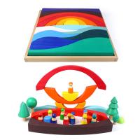 China Baby 3cm Sky Cloud Large Rainbow Stacker Large Wooden Blocks For Toddlers for sale
