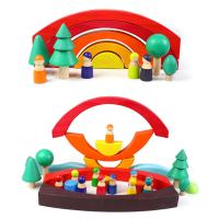 China Baby 3cm Sky Cloud Large Rainbow Stacker Large Wooden Blocks For Toddlers for sale