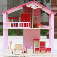 China Natural Handmade Wooden Doll House Toys DIY Colored ISO9001 for sale