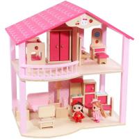China Natural Handmade Wooden Doll House Toys DIY Colored ISO9001 for sale