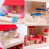 China Natural Handmade Wooden Doll House Toys DIY Colored ISO9001 for sale