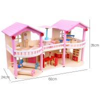 China 24cm Pink Mini Wooden Doll House Toys Traditional Colored for sale