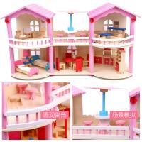 China 24cm Pink Mini Wooden Doll House Toys Traditional Colored for sale