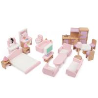 China Classical 10.5cm Natural Mini Wooden Doll House Toys Furniture for sale
