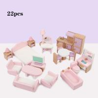 China Classical 10.5cm Natural Mini Wooden Doll House Toys Furniture for sale