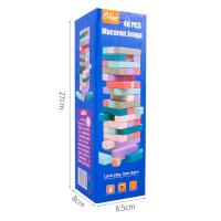 China Balance 48pcs Colored Wooden Domino Blocks Stacked Rainbow Educational Toys for sale
