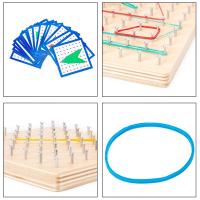China Kids 15cm Tie Nail Wooden Math Toy Math Wooden Blocks Montessori Graphic Board for sale