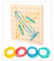 China Kids 15cm Tie Nail Wooden Math Toy Math Wooden Blocks Montessori Graphic Board for sale