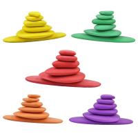 China 6cm Pebbles Colored Wooden Building Blocks Toy For Kids for sale