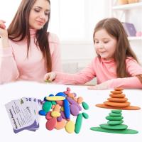 China 6cm Pebbles Colored Wooden Building Blocks Toy For Kids for sale