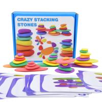 China 6cm Pebbles Colored Wooden Building Blocks Toy For Kids for sale