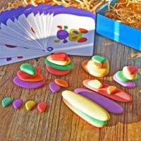 China 6cm Pebbles Colored Wooden Building Blocks Toy For Kids for sale