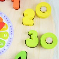 China Geometry Clock Wooden Puzzle Numbers Montessori Counting Toy for sale