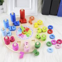 China Geometry Clock Wooden Puzzle Numbers Montessori Counting Toy for sale
