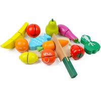 China Kitchen 5.9in Wooden Fruit And Veg Toys Magnetic Fruit Cutting for sale