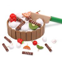 China Cake 11cm Wooden Fruit Cutting Set Chopping Kids Role Play Toys for sale