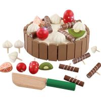 China Cake 11cm Wooden Fruit Cutting Set Chopping Kids Role Play Toys for sale