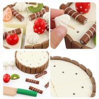 China Cake 11cm Wooden Fruit Cutting Set Chopping Kids Role Play Toys for sale