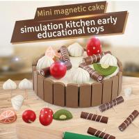 China Cake 11cm Wooden Fruit Cutting Set Chopping Kids Role Play Toys for sale