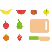 China Colored 19cm Wooden Fruit Cutting Set Toy Kid Education for sale