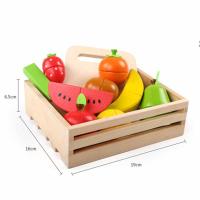 China Colored 19cm Wooden Fruit Cutting Set Toy Kid Education for sale