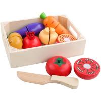 China 4.5cm Wooden Fruit Cutting Set Vegetables Kitchen Role Play Set for sale